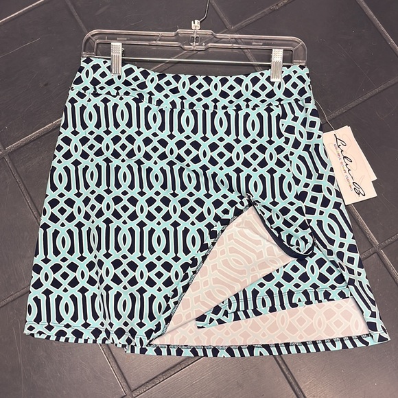 Lulu-B | Shorts | Nwt Lulu B Zip Skort Navy Blue Background With Aqua ...